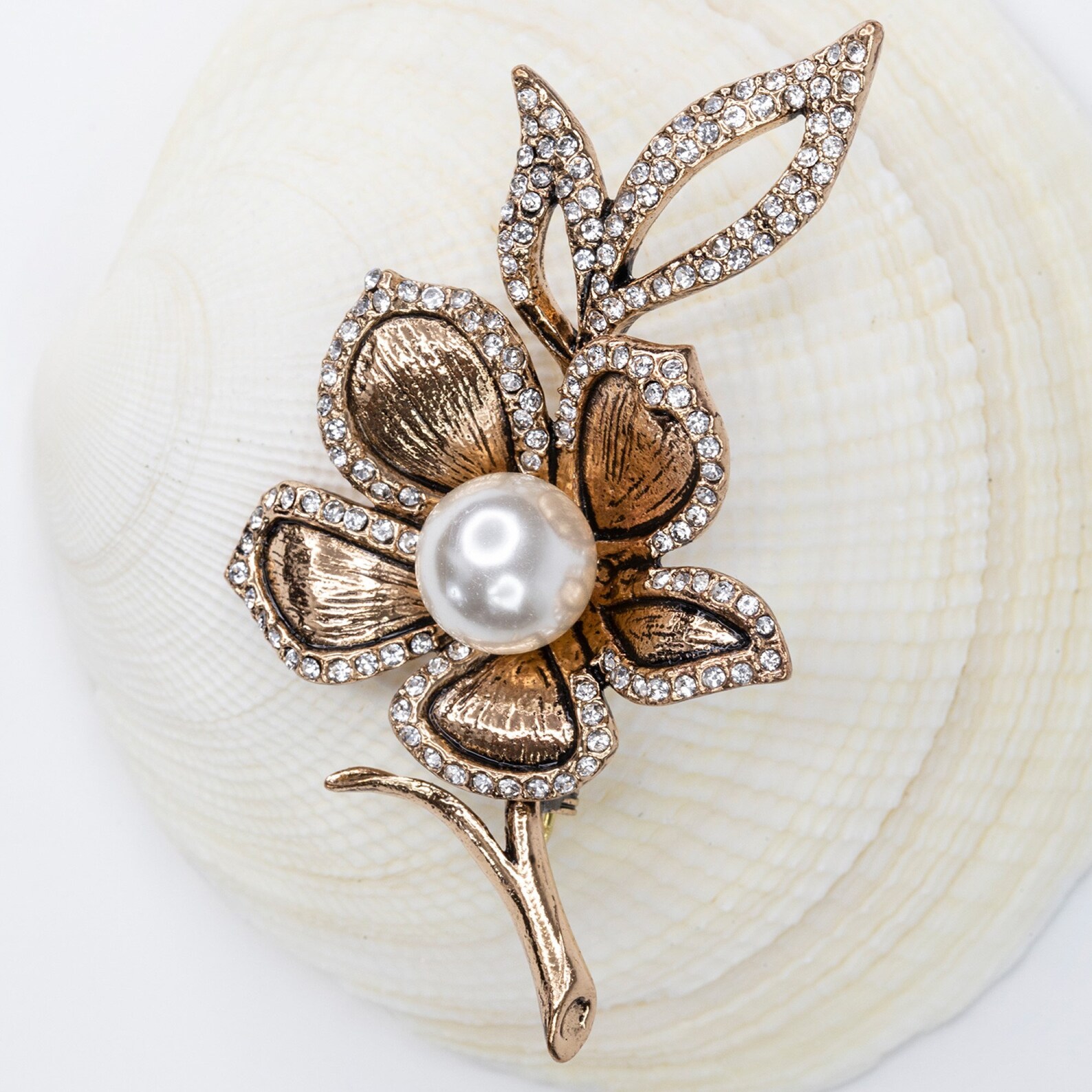 Bronze Enamel Brooch With Gold Love Flower Model - Etsy