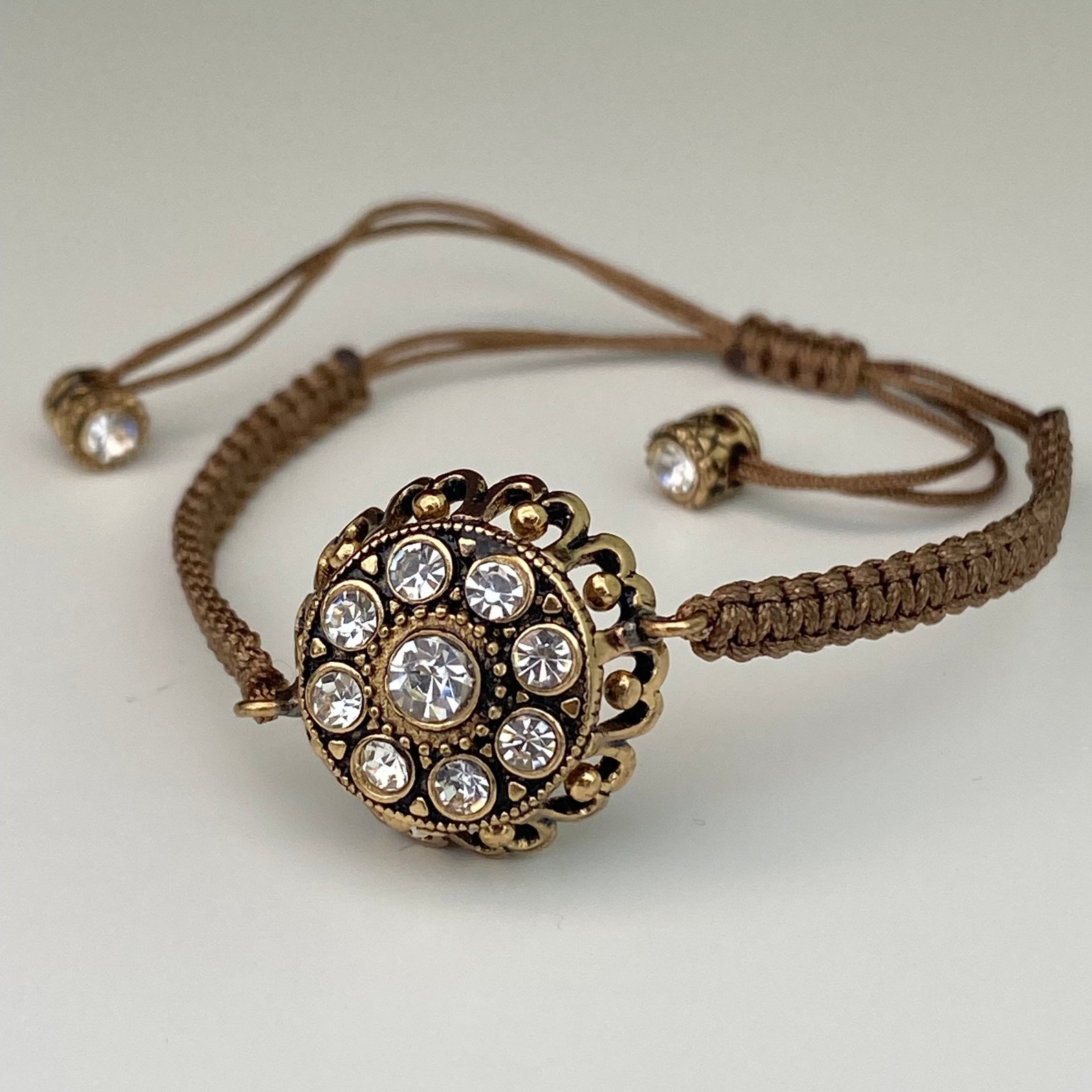Ottoman Rose Shaped White Diamond Simulant With Bronze Bracelet Antique ...
