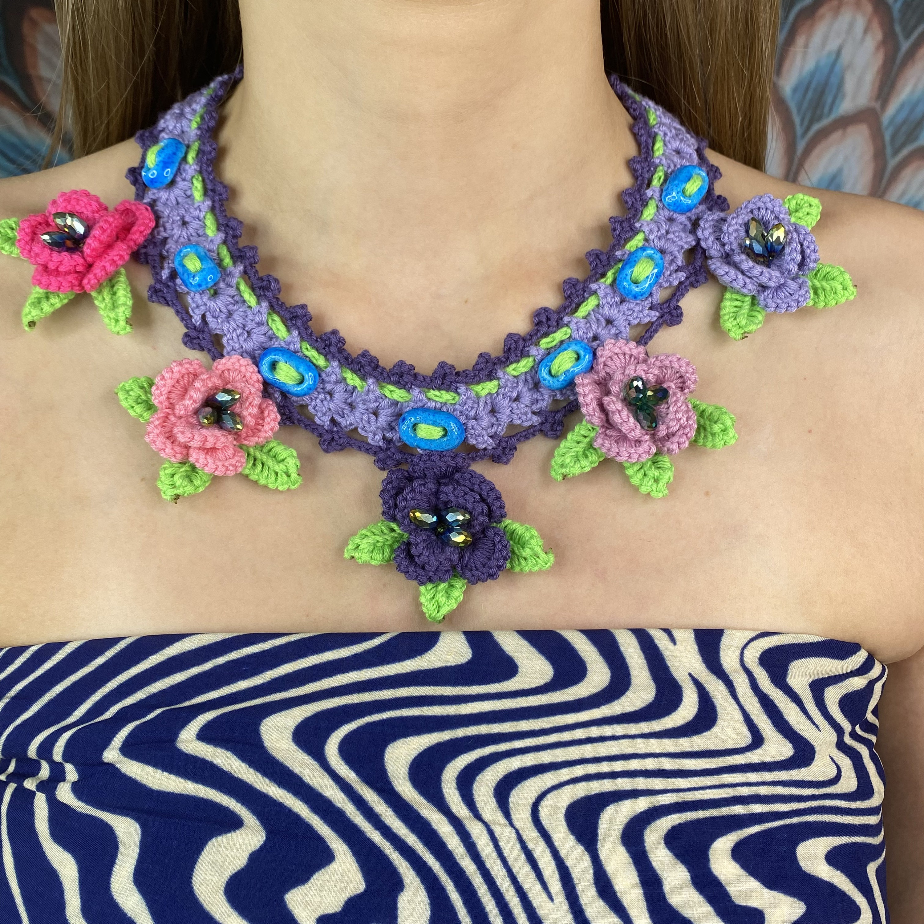Handmade Spring Necklace With Flowers - Etsy