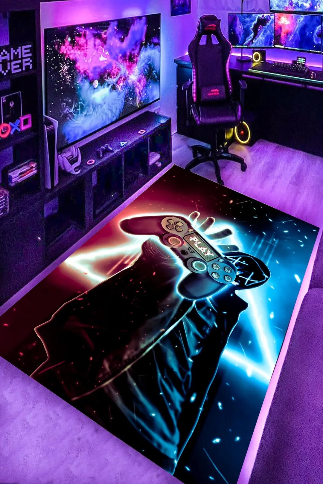 Gaming Console Theme Rug, Gamer Area Rug, Video Game Console Mat ...