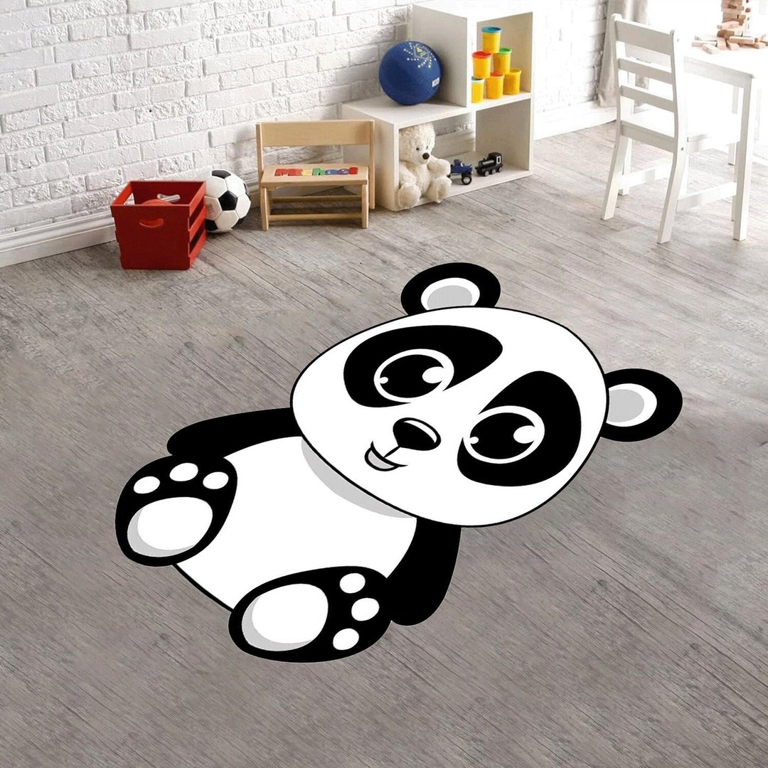 Cute Panda Rug, Adorable Animal Design for Kids Room Rug, Laser Cut ...