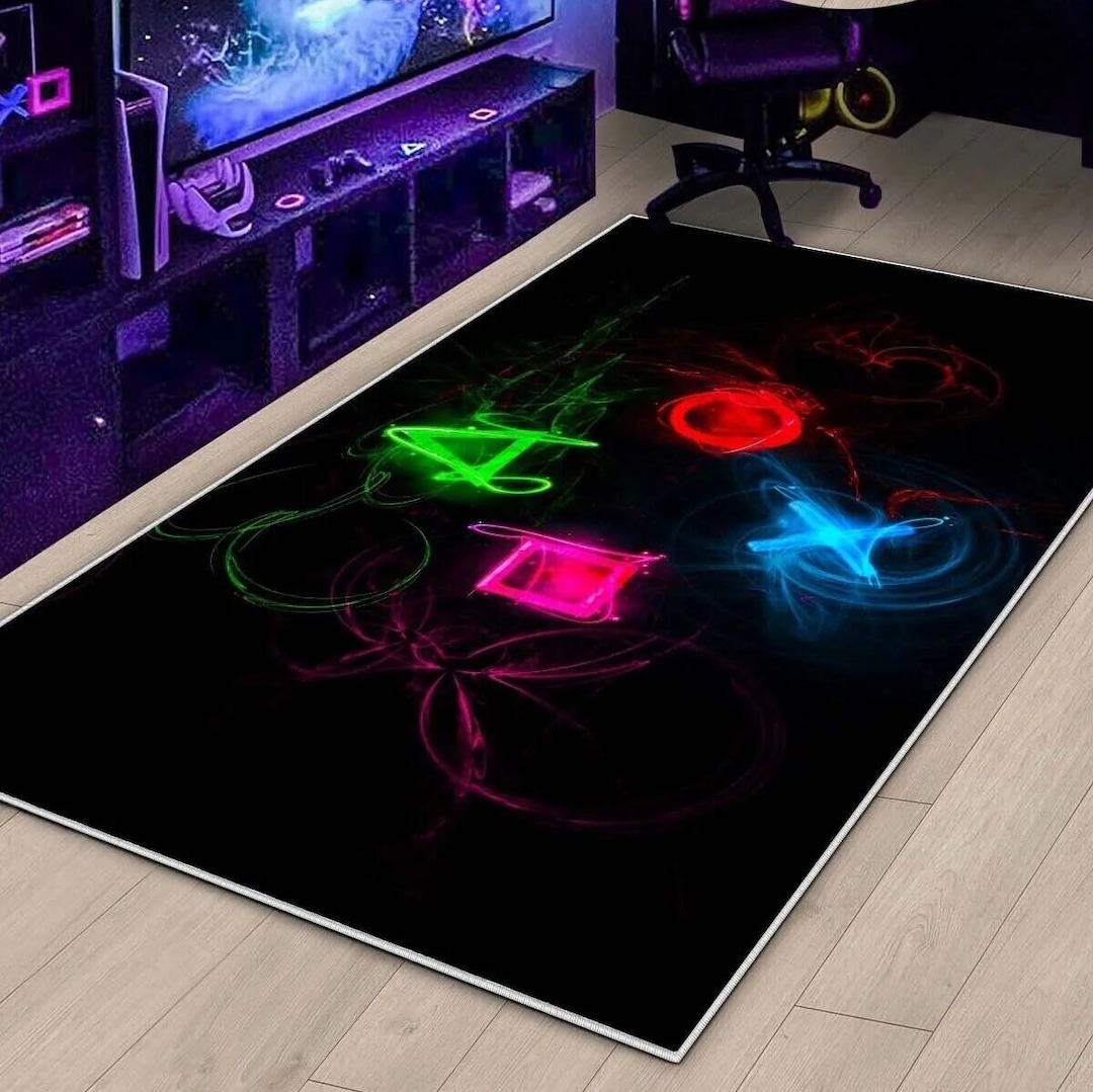 Gaming Zone Carpet, Video Game Room Rug, Console Gamer Decor Mat ...