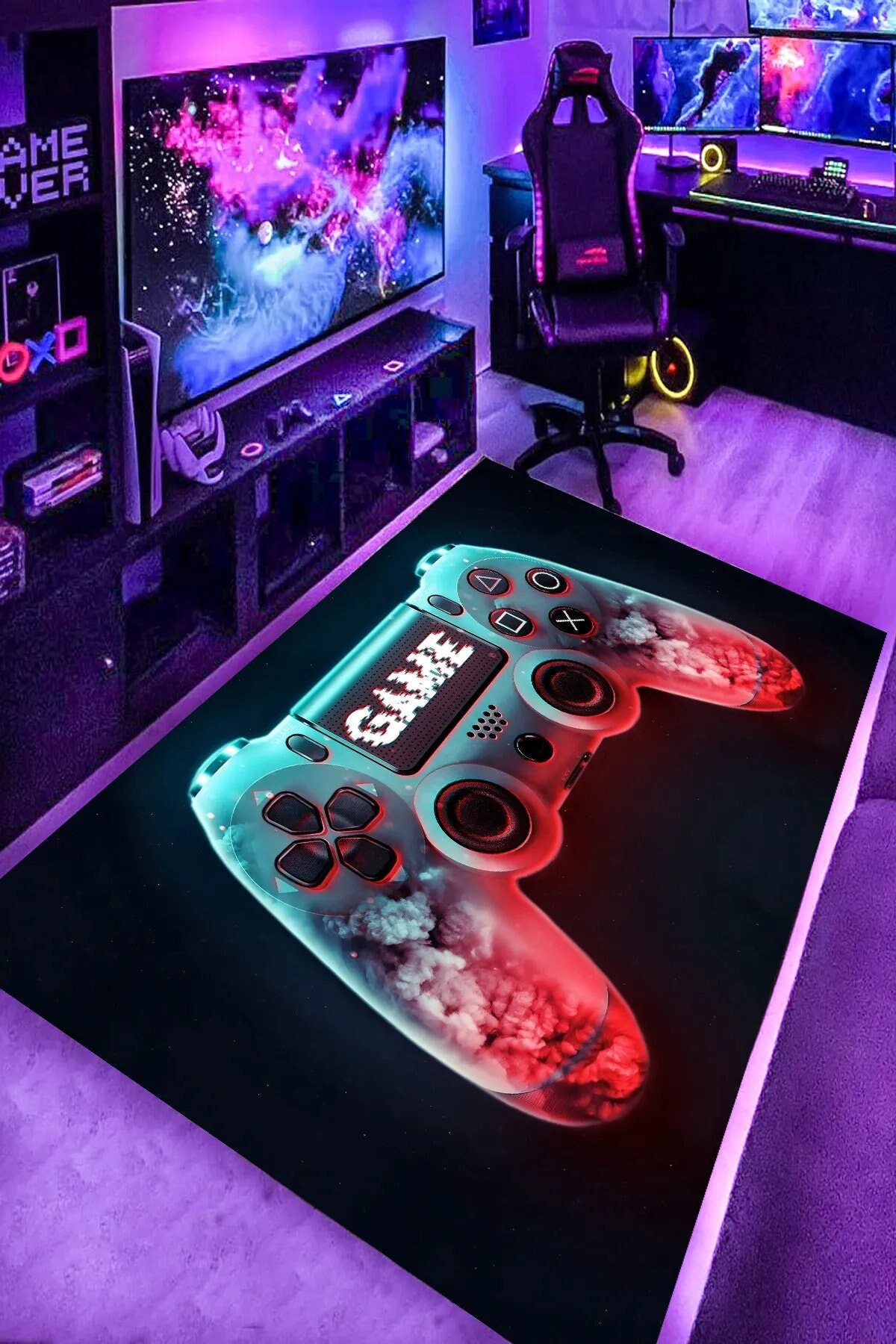 Gaming Console Theme Rug, Gamer Area Rug, Video Game Console Mat ...