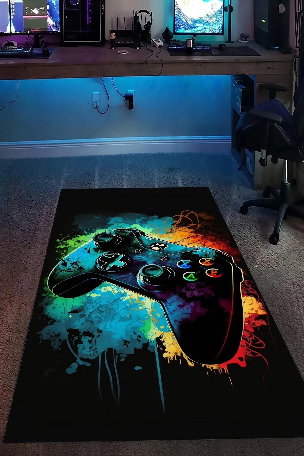 Gaming Console Theme Rug, Gamer Area Rug, Video Game Console Mat ...