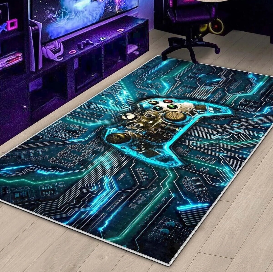 Gamer Rug, Console Game Area Mat, Gaming Zone Carpet, Video Game Room ...