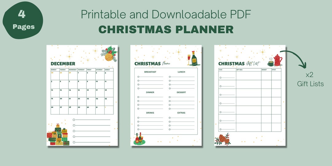 Christmas Planner Printable and Downloadable Digital Set - Etsy