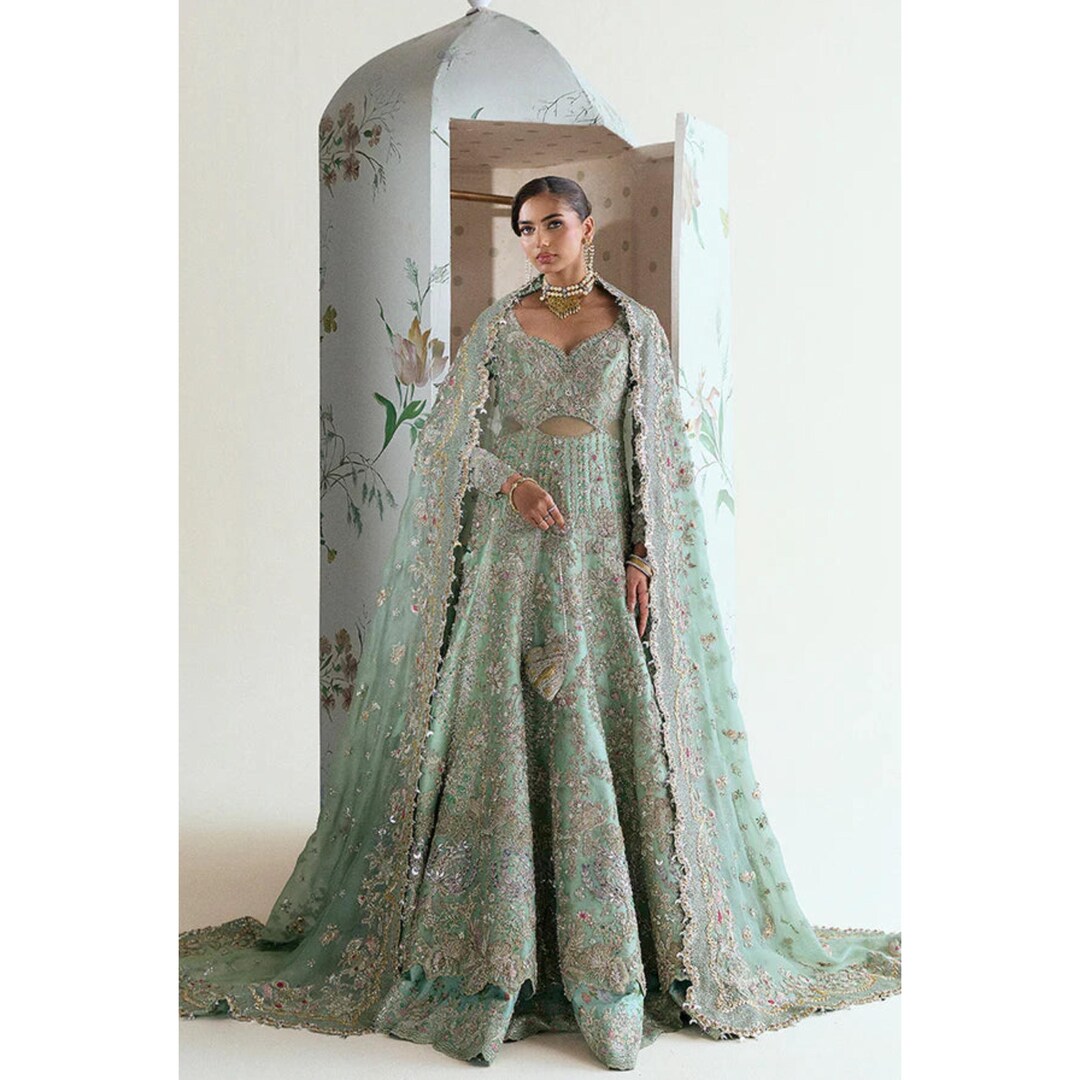 Ashal Sage Green Pishwas Dress by Zzerva - Etsy