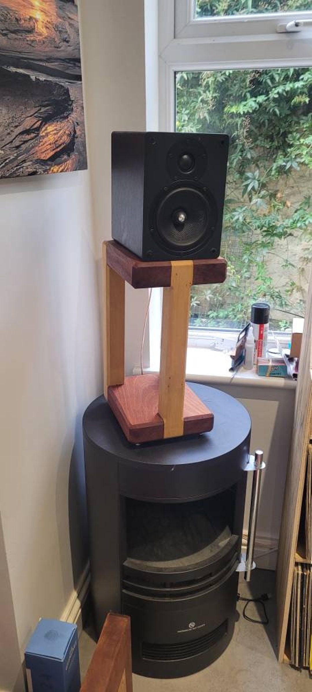 SALE PRICE DROP Speakers Stands Made From Contrasting Woods. Adjustable ...