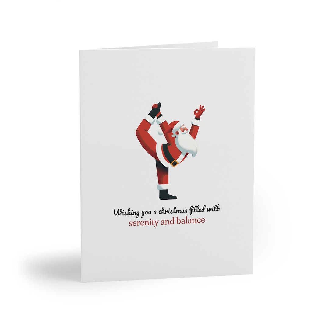 Christmas Yoga Greeting Cards 8 Pieces, Santa Doing Yoga, Funny ...