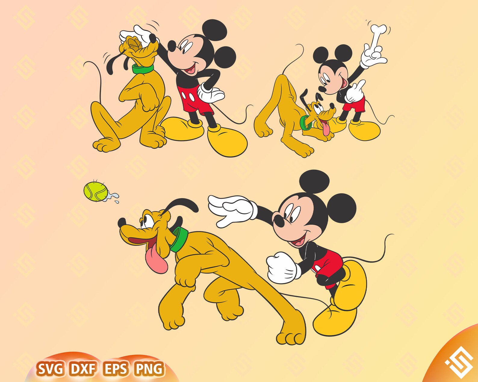 Pluto SVG Bundle Layered, Cricut Cut File, Mickey and Pluto DXF ...