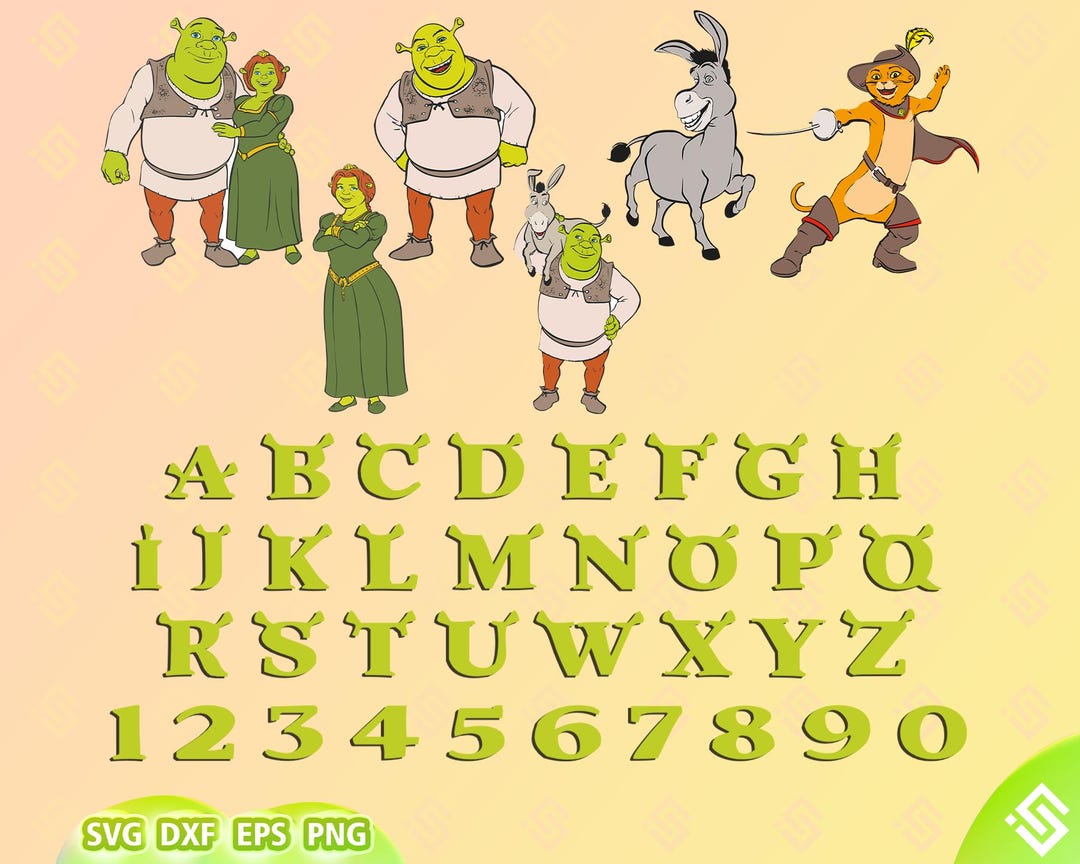 Shrek Alphabet Font SVG, Shrek Font, Sublimation Printing, Ready for ...