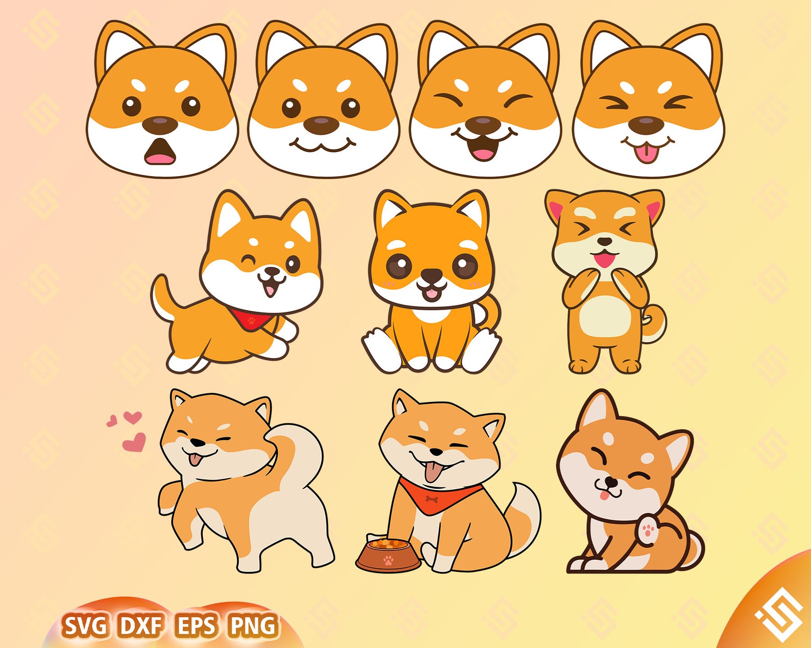 Shiba Inu Cute Little Dog Kawaii, Cut Files for Cricut and Silhouette ...