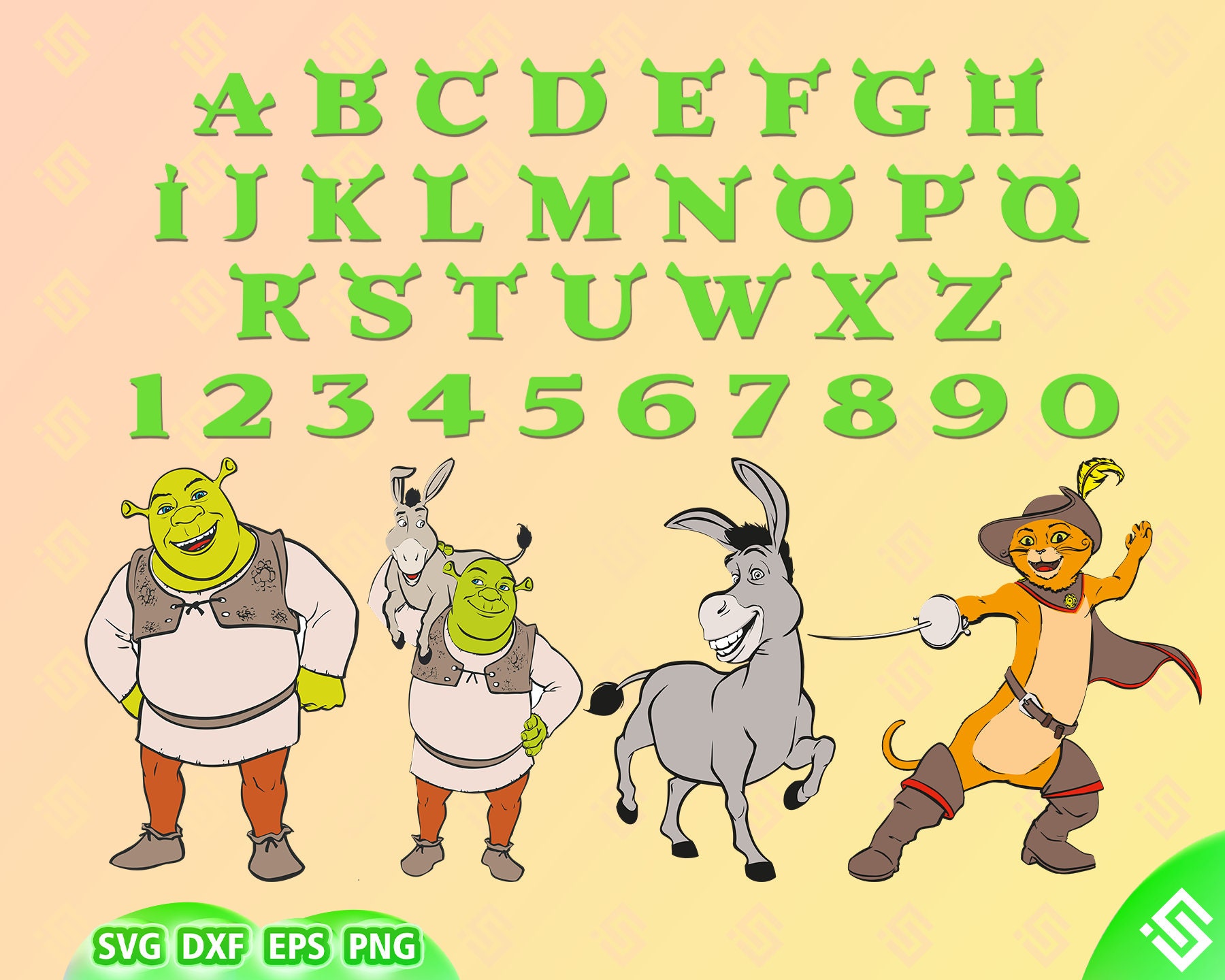 Shrek Alphabet Font SVG, Fuente Shrek, Impresión por sublimación, Listo ...