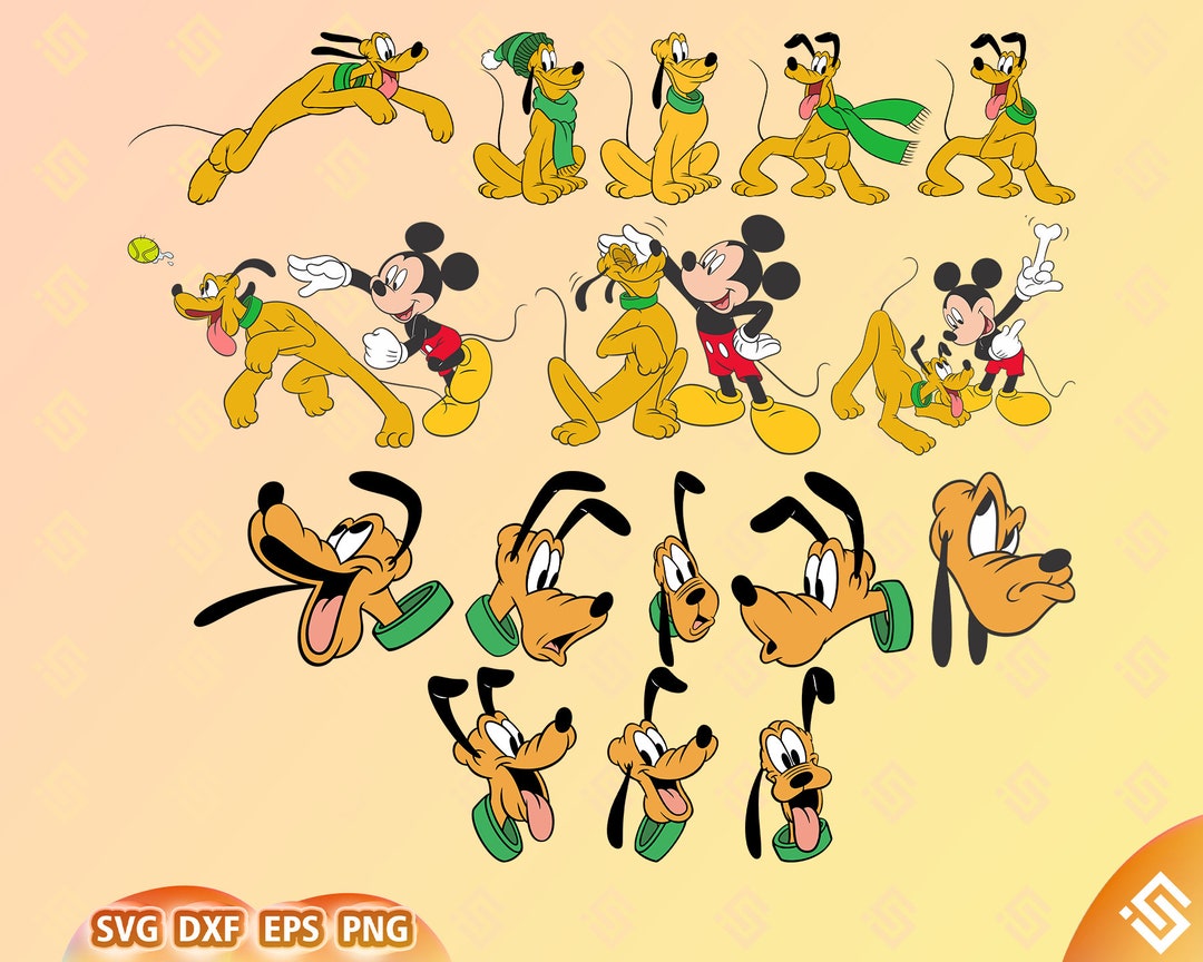 Pluto SVG Bundle Layered, Cricut Cut File, Mickey and Pluto DXF ...