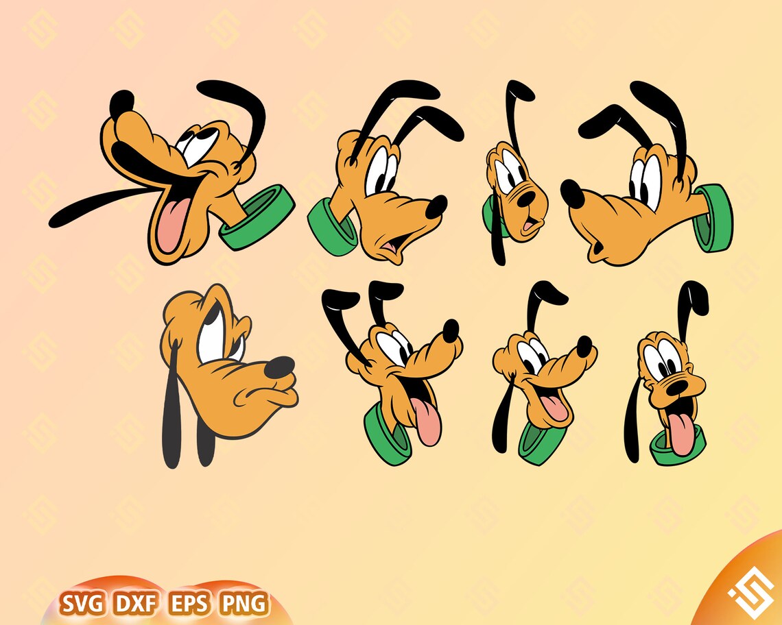 Pluto SVG Bundle Layered, Cricut Cut File, Mickey and Pluto DXF, Printable Files, Clipart, PNG ...