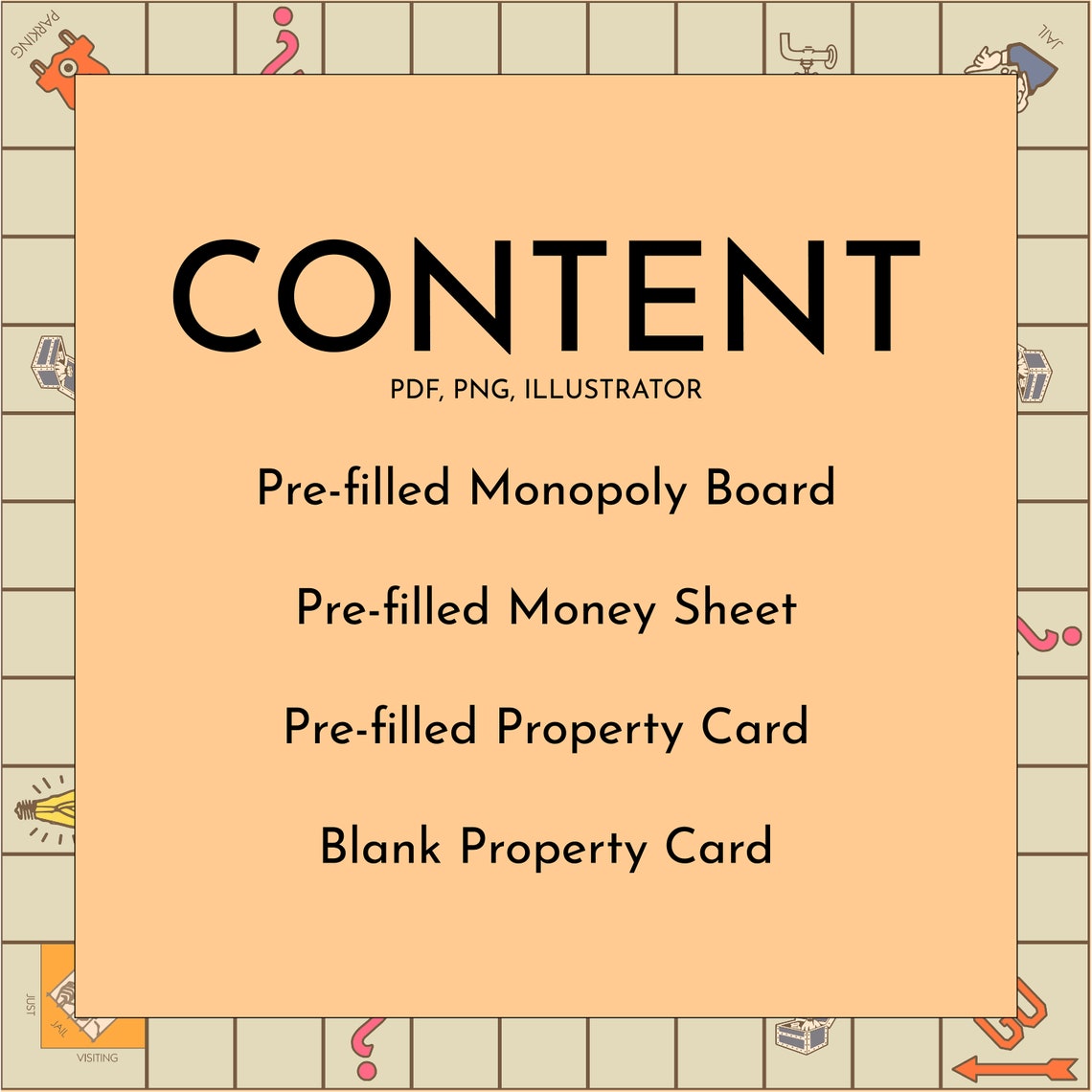 Custom Monopoly Template | Digital Download | Blank Monopoly Game - Etsy