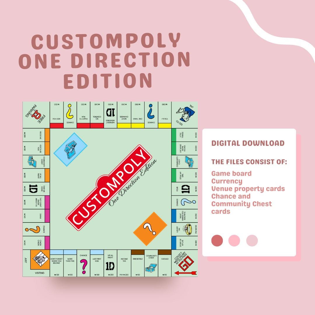 Custom One Direction Monopoly Edition – Ready-to-print | Includes Cards ...