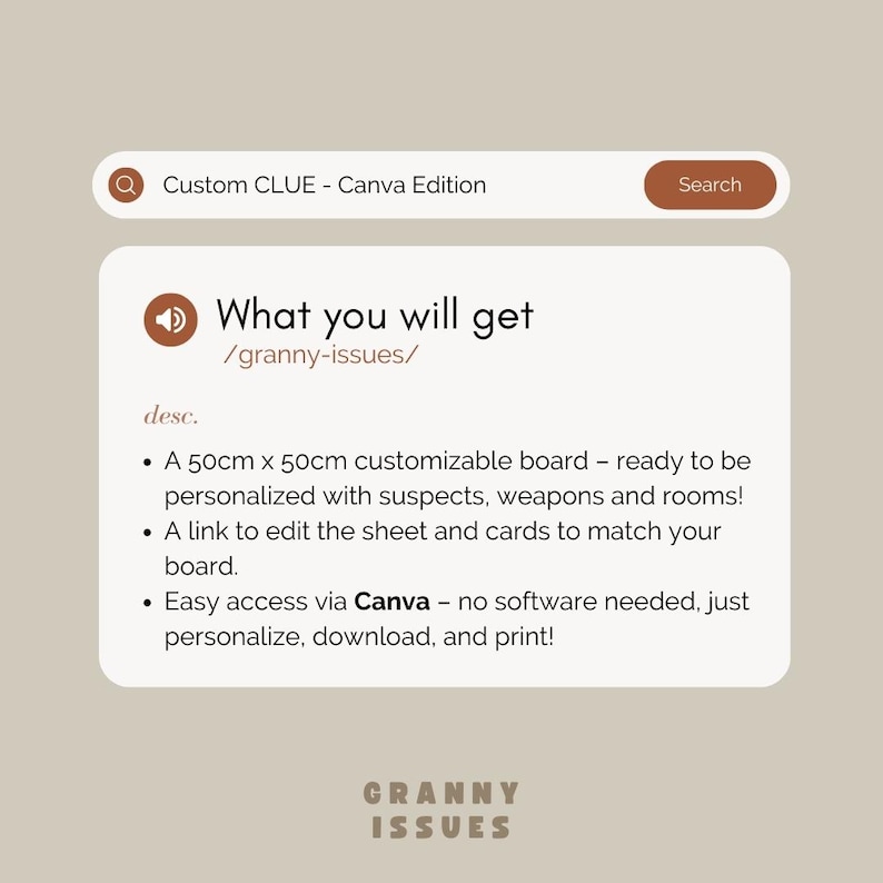 Custom Clue Template - Canva Edition | Digital Download | Blank Clue ...