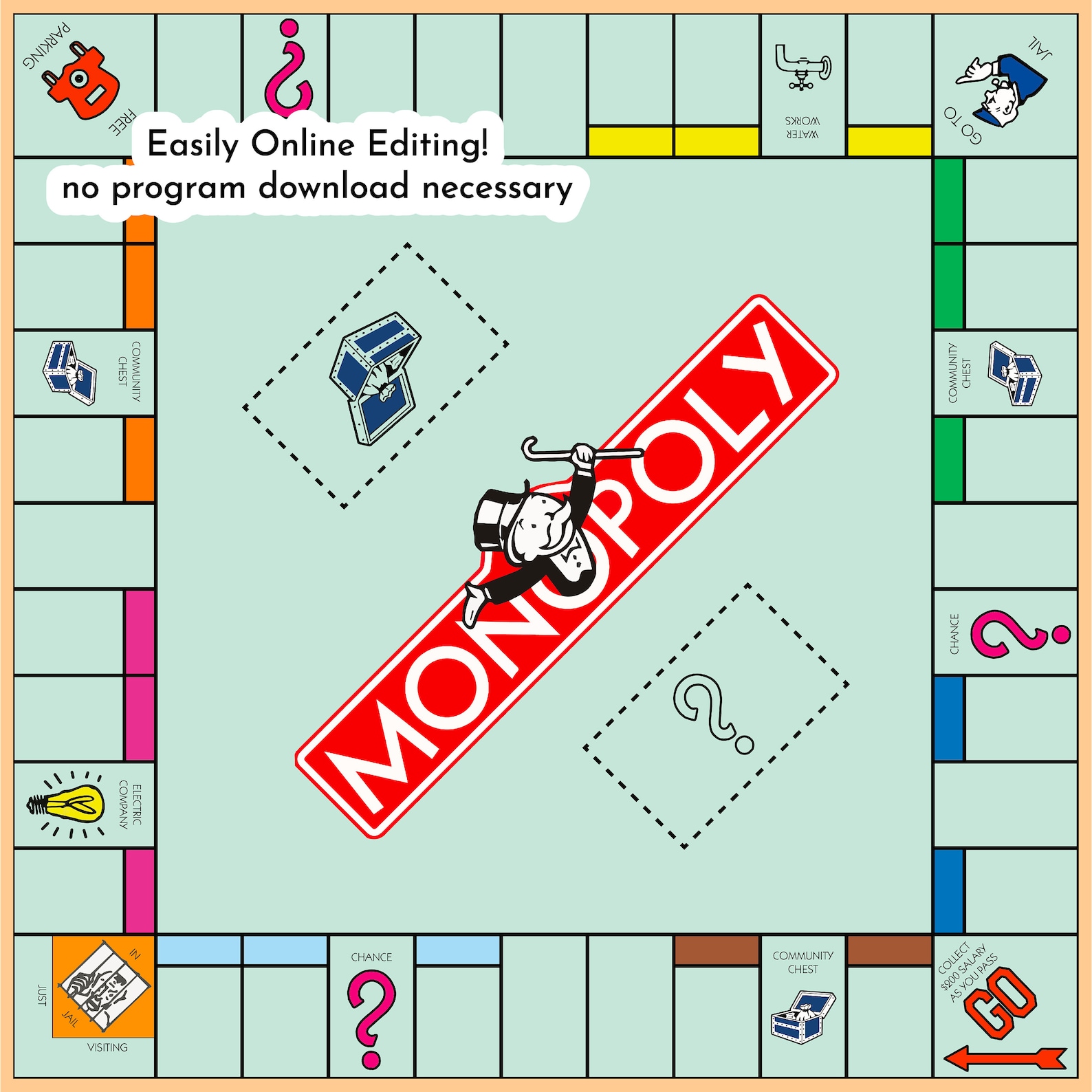 Custom Monopoly Template | Digital Download | Blank Monopoly Game - Etsy