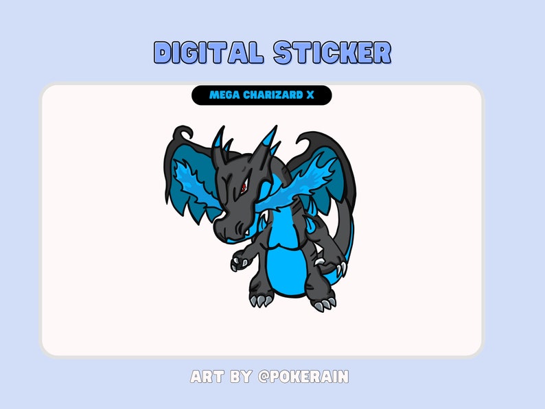Pokemon Mega Charizard X Digital Sticker - Etsy