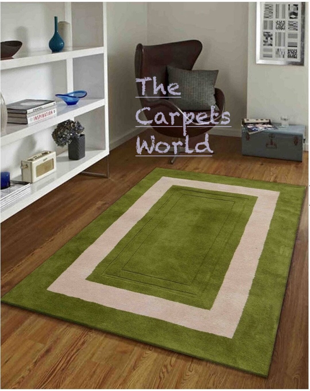 Green Rectangle Tufted Rugs, Hand-tufted Wool Area Rugs for Bedroom ...