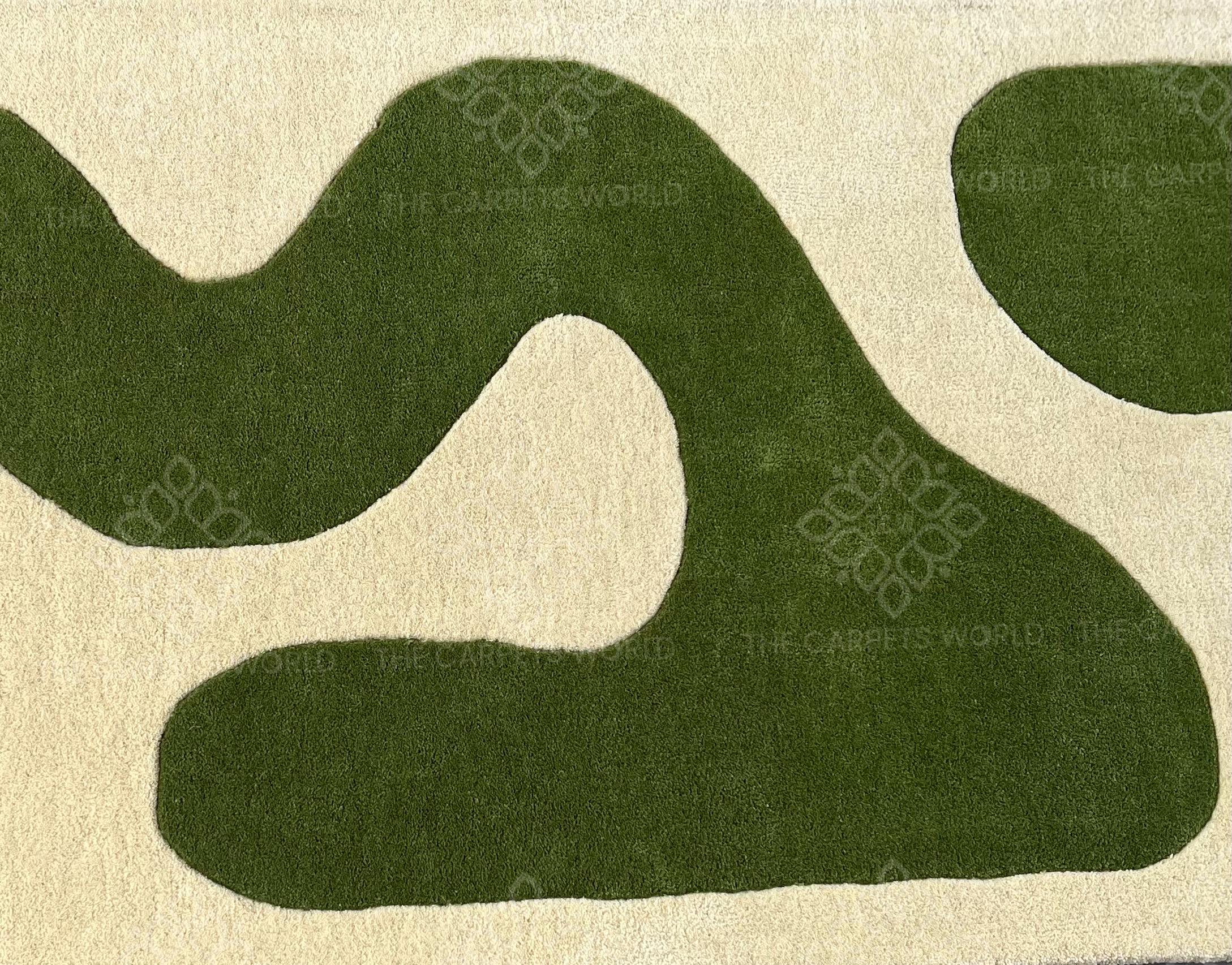 3x10 Modern Abstract Green Runner Rug, Hand Tufted Wool Runner Carpet ...