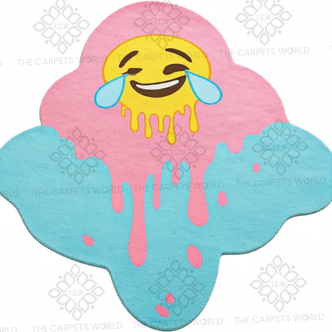 Irregular Shape Melting Emoji Rug, Hand Tufted Rug Made With 100% Wool ...
