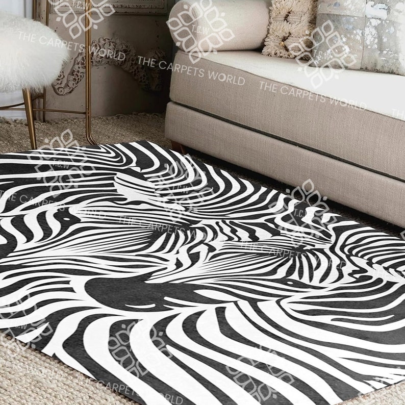 Double Zebra Rug, 100% NZ Wool, Animal Rug, Hand-tufted Rug for Bedroom ...
