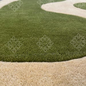 3x10 Modern Abstract Green Runner Rug, Hand Tufted Wool Runner Carpet ...