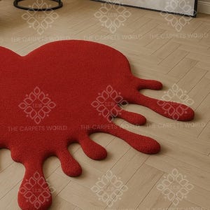 Melting Heart Rug, Red Splash Heart Rug, Irregular Shape Love Inspired ...