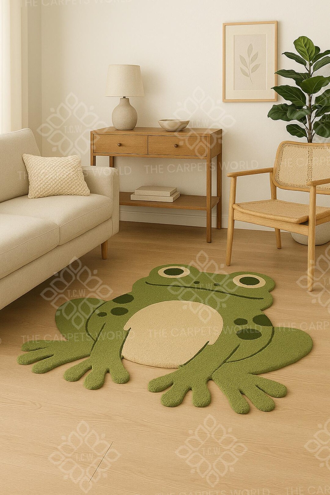 Hand Tufted Frog Rug, Cute Animal Shaped Wool Rug, Kids Room Nursery ...