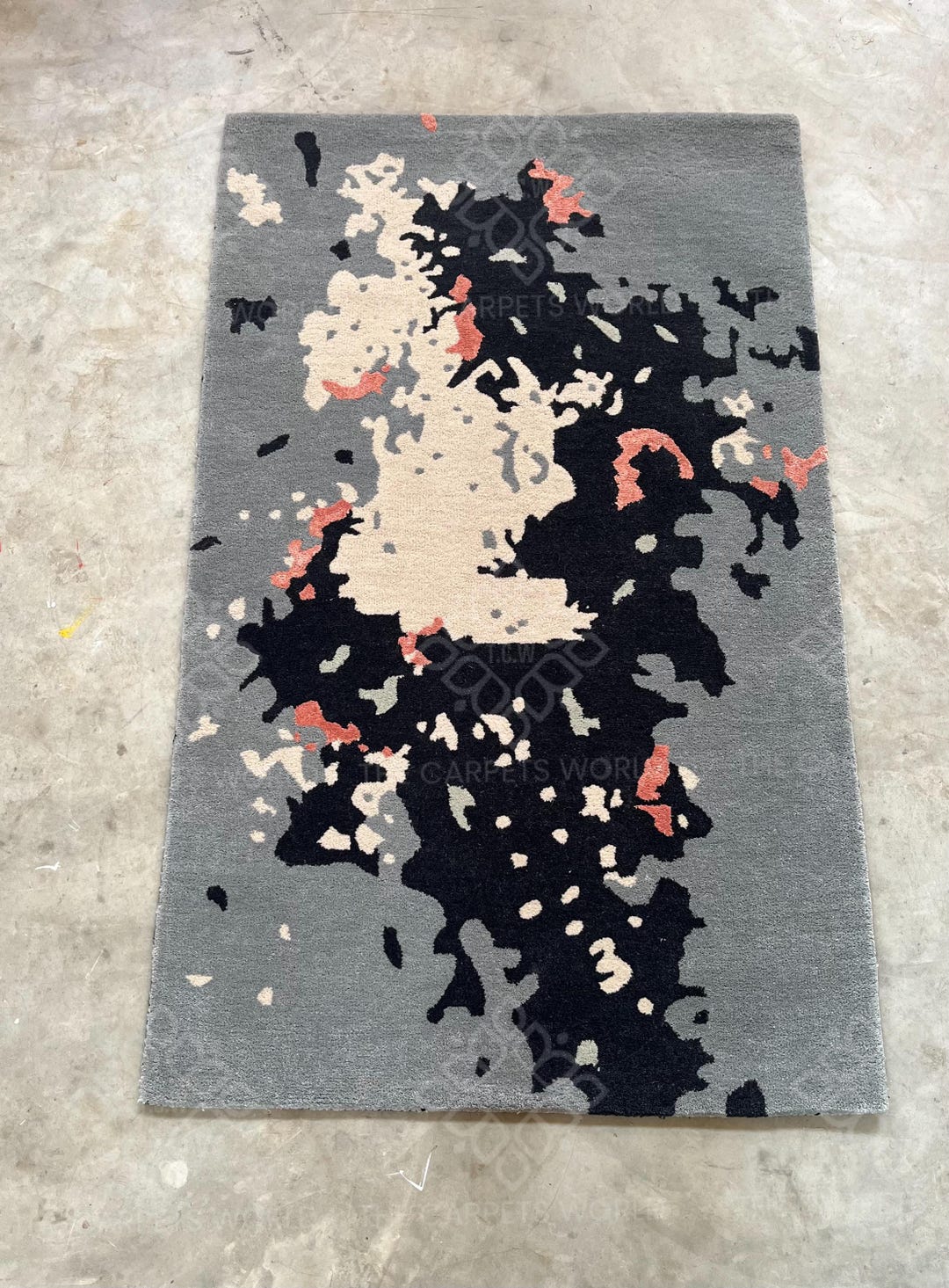 Hand Tufted Wool Abstract Rug|modern Grey Black Texture Area Rug ...