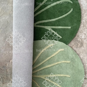 Hand Tufted Wool Leaf Rug, Botanical Green Carpet,organic Shape Carpet ...