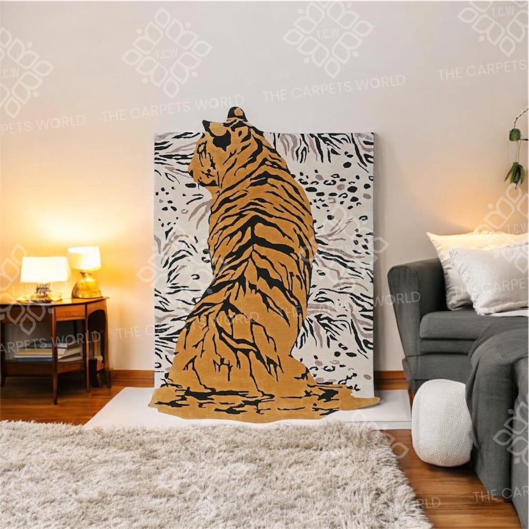 Tiger Rug, 100% NZ Wool, Panther Rug, Hand-tufted Rug for Bedroom ...