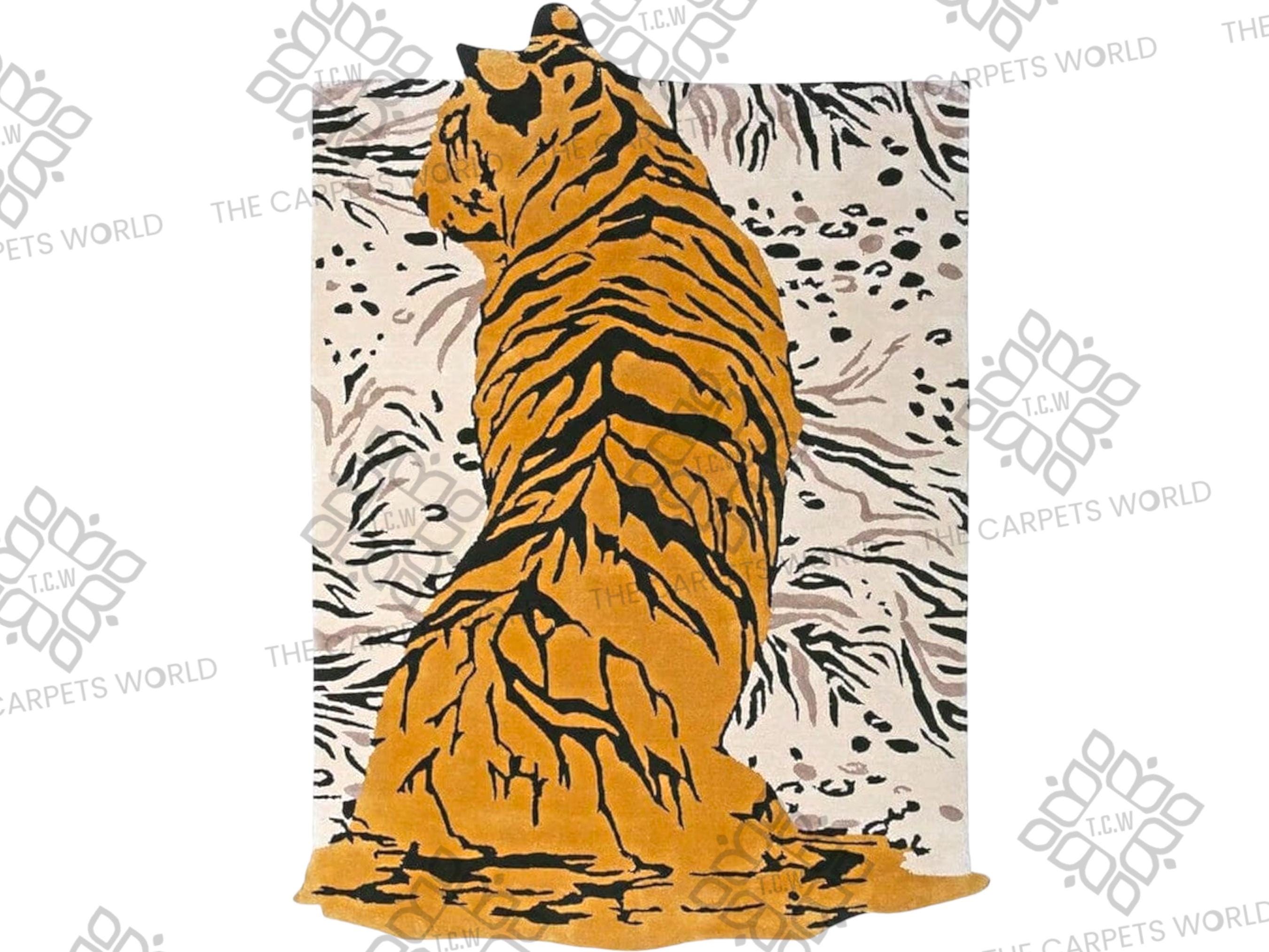 Tiger Rug, 100% NZ Wool, Panther Rug, Hand-tufted Rug for Bedroom ...