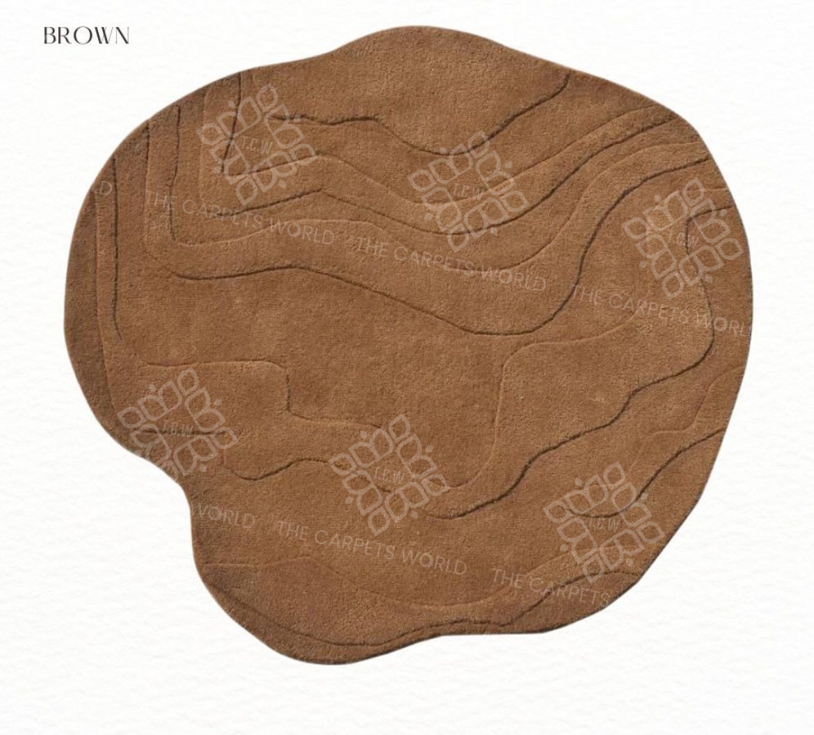 Multicolour Irregular Shape Hand Tufted Rug, Unique Abstract Rug,100% ...