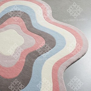 Retro Wave Pastel Blob Rug– Groovy Irregular Shaped Area Rug in Pink ...