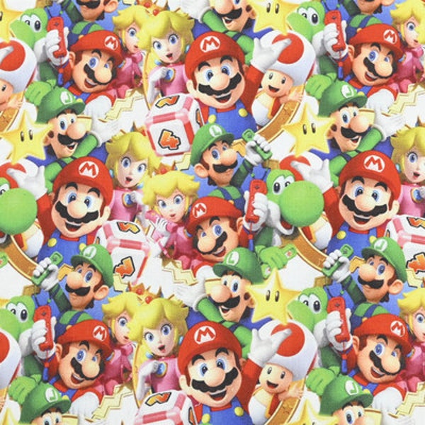 Super Mario Fabric by the Yard - Etsy