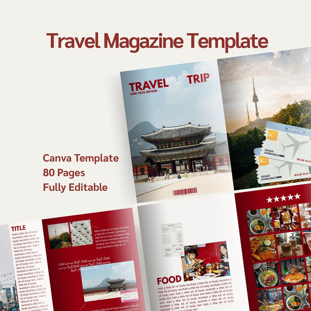 Revista de Viagem, Modelo Canva, Álbum de Recortes Personalizado ...