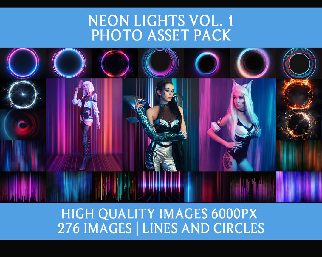 Neon Lights Vol 1 - Photo Asset Pack - Cyberpunk / Sci-fi Retouch and ...