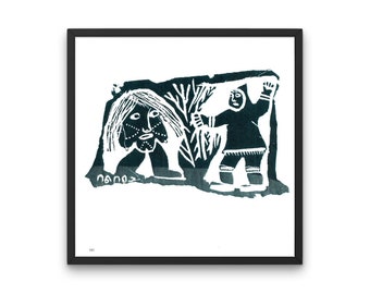 1974 INUIT ART feeding Its Young Papirk Eskimo Wall Art Inuit Folk Art ...