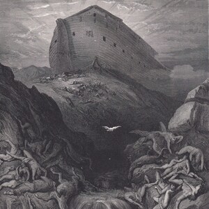 1870 GUSTAVE DORE Print - "the Dove Sent Forth From the Ark" - Noah's ...