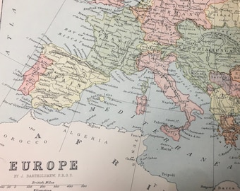 1890 ENGLAND & WALES MAP Bartholomew Map Antique Map of England ...