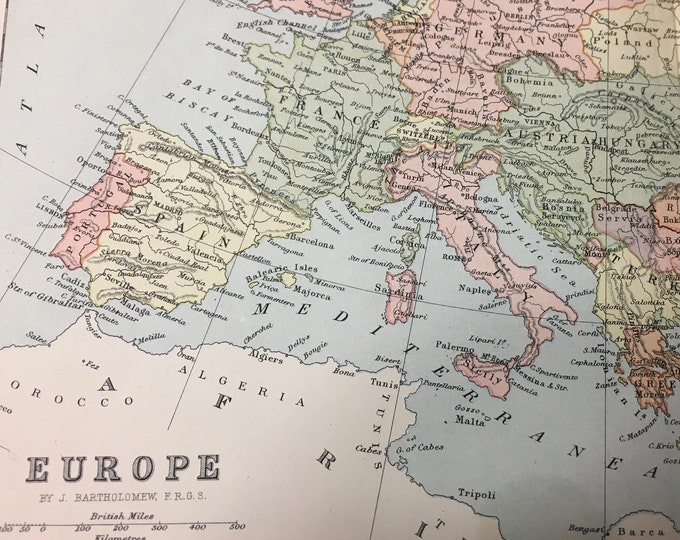 VINTAGE 1901 MAP of EUROPE Instant Download Digital Printable Old ...