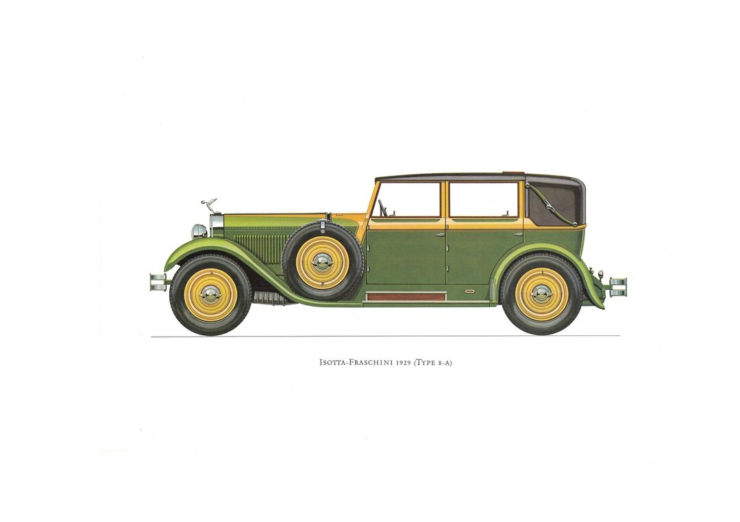 1960s LARGE CLASSIC CAR Print - Isotta-fraschini 1929 - Classic Car ...