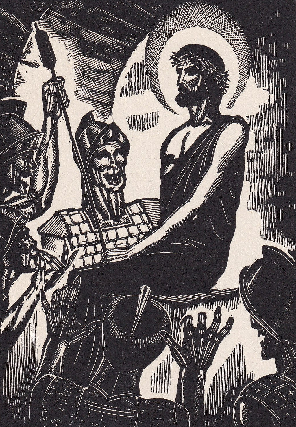 1930 JAMES REID Wood Engraving - 'jesus Mocked by Roman Soldiers ...