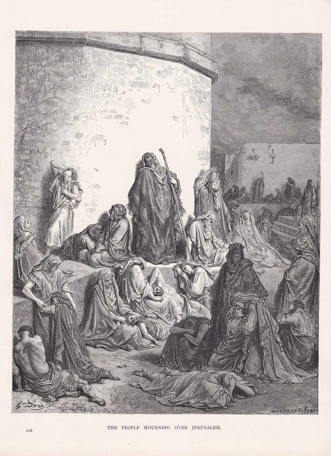 1870 GUSTAVE DORE Print - "the People Mourning Over Jerusalem" - Dore ...