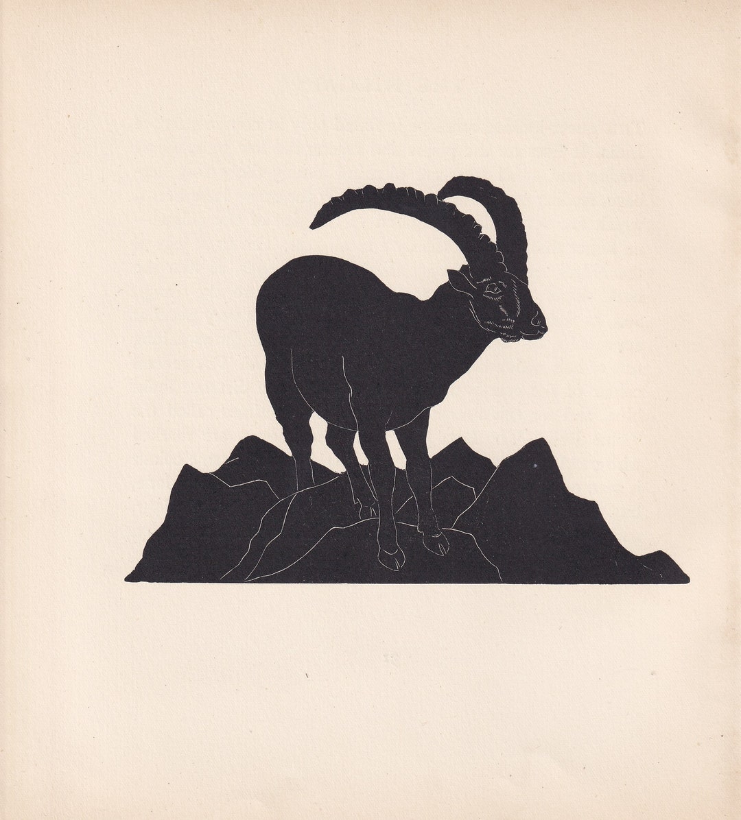 1929 IBEX Print Wood Engraving - Ibex Wall Art - Zoology Print ...