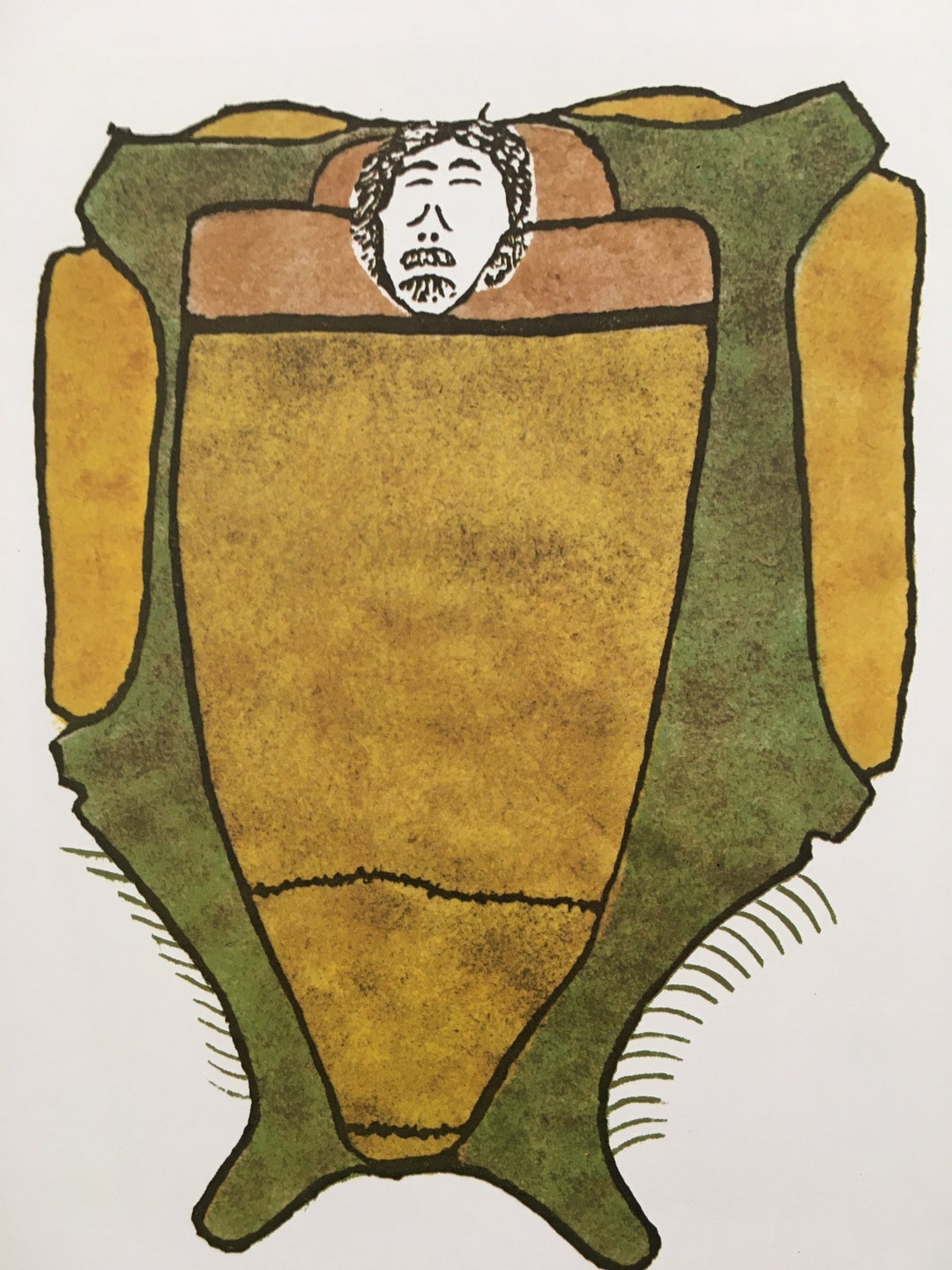 1974 INUIT ART sleeping in Skins Eeyeetowak / Makpa Eskimo Wall Art ...