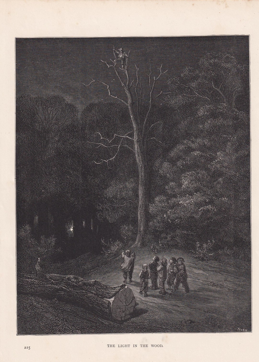 1870 GUSTAVE DORE Print - "the Light in the Wood" - Dore Wall Art ...